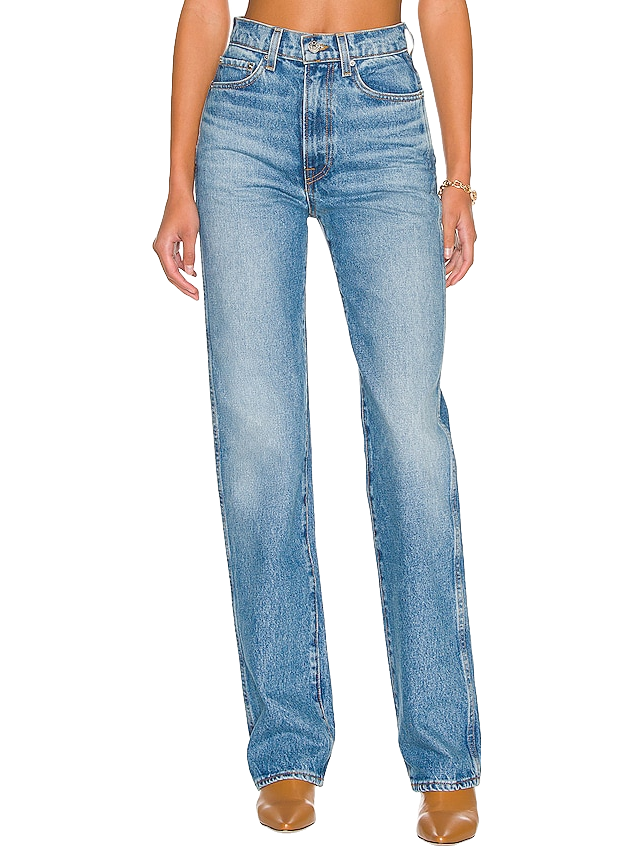 GRLFRND GRLFRND Sara Super High Rise Slim Straight Jeans in Denim-Medium